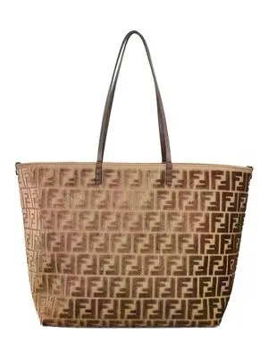 Fendi Ff Logo Velvet Tote Bag - Brown