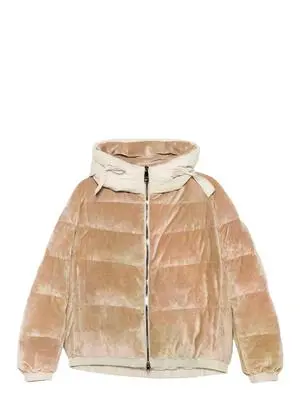MARTYLÒ Velvet Puffer Jacket - Neutrals