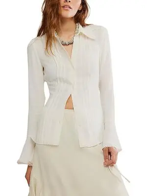 Free People Melrose Lace-trimmed Blouse - Whisper White