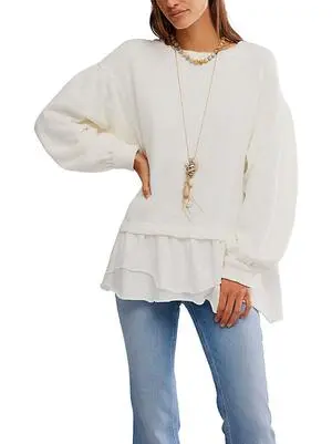 Free People Maddie Layered Hem Sweater - Clean Ivory