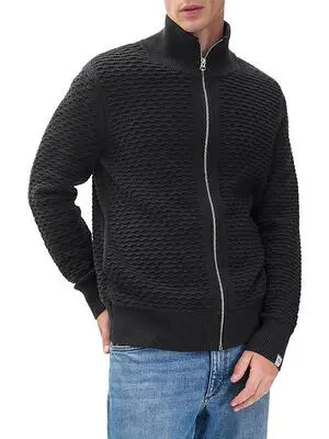 Rag & Bone Andre Zip Front Sweater - Dark Gray