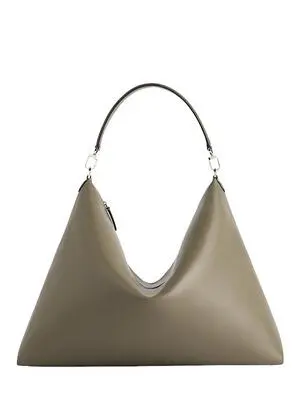 TOTEME Bevel Grained Leather Shoulder Bag Taupe