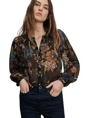 Veronica Beard Ashlynn Silk Blouse - Black Multi