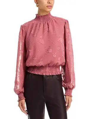 LOST + WANDER Fable Charm Mock Neck Top - Dusty Rose