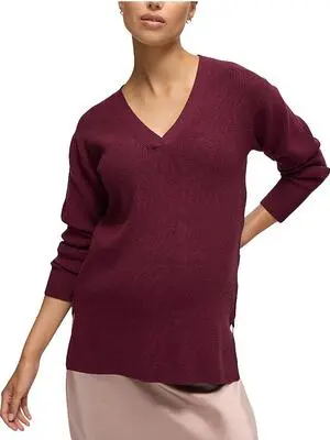 INGRID & ISABEL V-neck Maternity Sweater With Side Zip - Fig