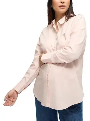 INGRID & ISABEL Button-Down Maternity Shirt Pink