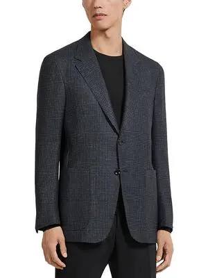 Zegna Silk And Cashmere Houndstooth Jacket - Grey/ Black