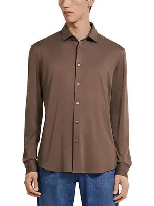 Zegna Cashmere And Silk Shirt - Brown