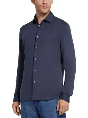 Zegna Cashmere And Silk Shirt - Ink Blue