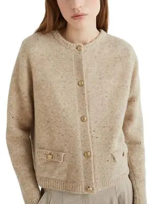 Marella Marled Knit Cardigan - Camel