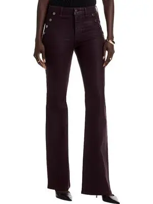 Ramy Brook Helena High-rise Coated Flare Jeans - Blackberry