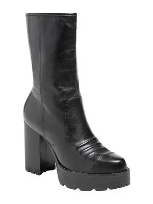 Cinq À Sept Marley Leather Lug Sole Platform Boots - Black