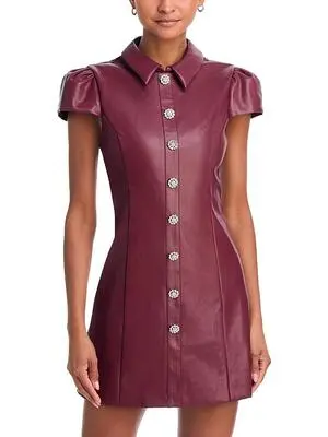 Likely Anika Faux Leather Mini Dress - Wine