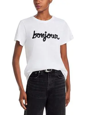 Cinq À Sept Shrunken Fringe Bonjour Tee - White/black