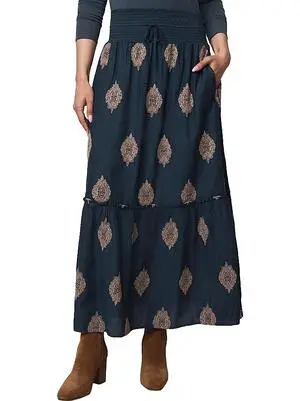 Splendid Printed Maxi Skirt - Ice Navy
