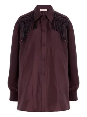 DIOTIMA Epaullette Embellished Silk Twill Shirt - Berry