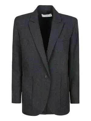 IRO PARIS Wool Single-breasted Blazer - Blue