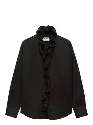 MSGM Ruffled Collar Shirt - Black