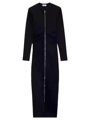 MSGM Zip-Front Gathered Maxi Dress