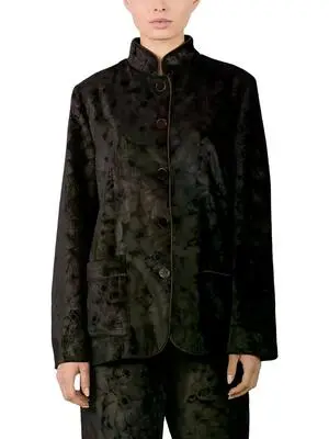 F.R.S FOR RESTLESS SLEEPERS Floral-print Velvet Jacket - Brown