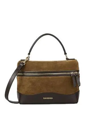 Sandro Tangolino Leather And Suede Vanity Bag - Natural
