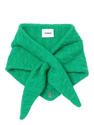 Sandro Cable Knit Tie-up Scarf - Green