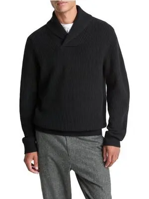 Vince Shaker Wool-cashmere Shawl-collar Sweater - Black