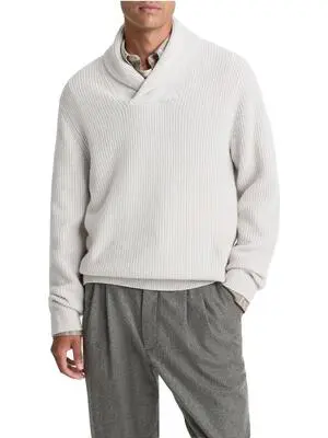 Vince Shaker Wool-cashmere Shawl-collar Sweater - White