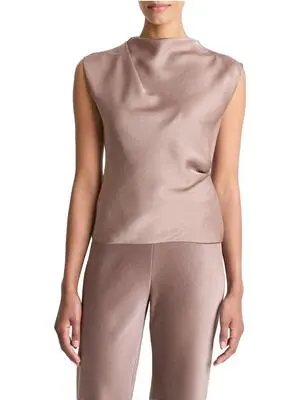 Vince Satin Cowl-neck Top - Denim