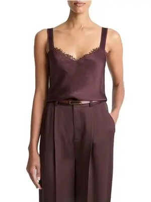 Vince Lace-trim Satin Camisole - Burgundy