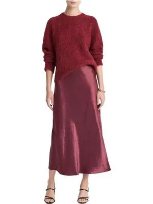 Vince Satin Side-slit Slip Skirt - Burgundy