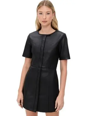 THE GARMENT Brooklyn Faux Leather Mini Dress - Black