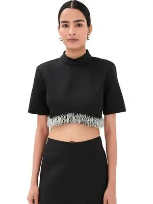 Simkhai Jalen Cropped Top - Black