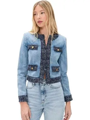 Alice + Olivia Landon Cropped Denim Jacket - Celine Vintage