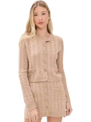 LoveShackFancy Eugenie Cardigan - Camel Melange