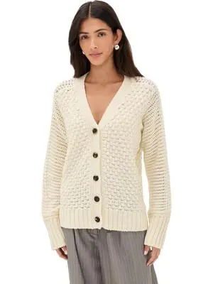 LA LIGNE Textured Stitch Cardigan - Cream/white