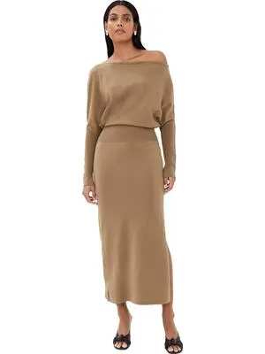 Simkhai Janese Off-shoulder Midi Dress - Camel