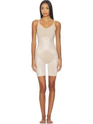 Spanx Shape Invisible Shaping Closed Bust Mid-thigh Bodysuit - Champagne Beige