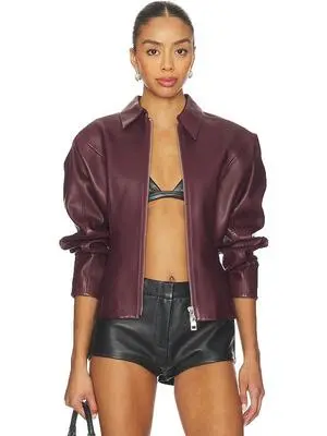 THE SEI Fitted Leather Jacket - Merlot