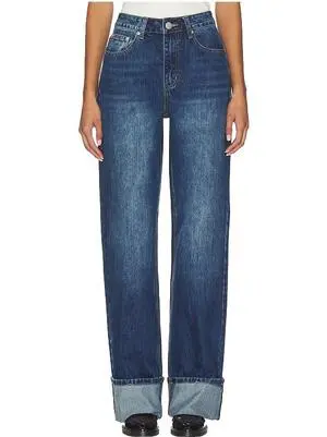 Superdown Lulu Cuffed Jean - Dark Wash Blue
