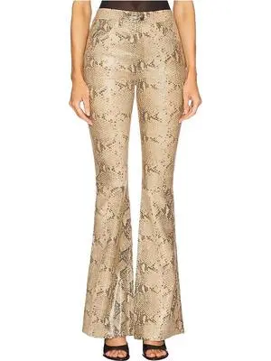 Sprwmn 5 Pocket Micro Flare - Beige Glossy Python