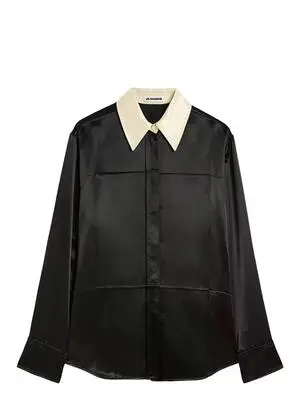 JIL SANDER Contrast Collar Shirt - Black