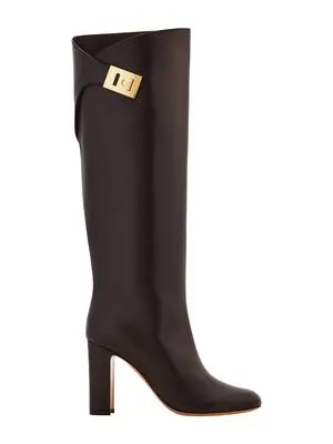 FERRAGAMO Knee High Boots With Hug Buckle - Brown