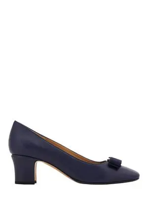 FERRAGAMO Vara Bow Block Heel Pumps - Blue