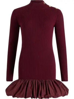 PATOU Faille Bloomer Knit Mini Dress - Red