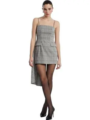 Bcbgmaxazria Asymmetric Draped Mini Dress - Glen Plaid