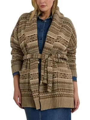 RALPH LAUREN Fair Isle Belted Wool & Cotton-Blend Cardigan