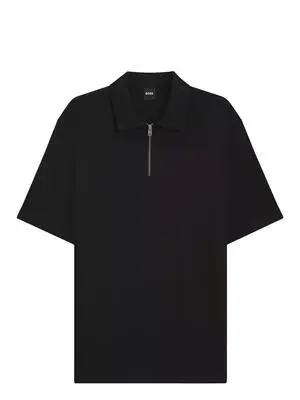 BOSS Zip-neck Polo Shirt Black