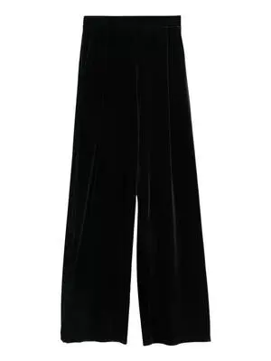 AMAZUIN High-waisted Wide-leg Velvet Trousers - Black