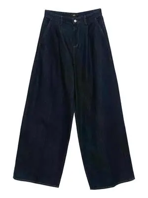 7 For All Mankind Franklin Pleated Wide Leg Jeans - Blue